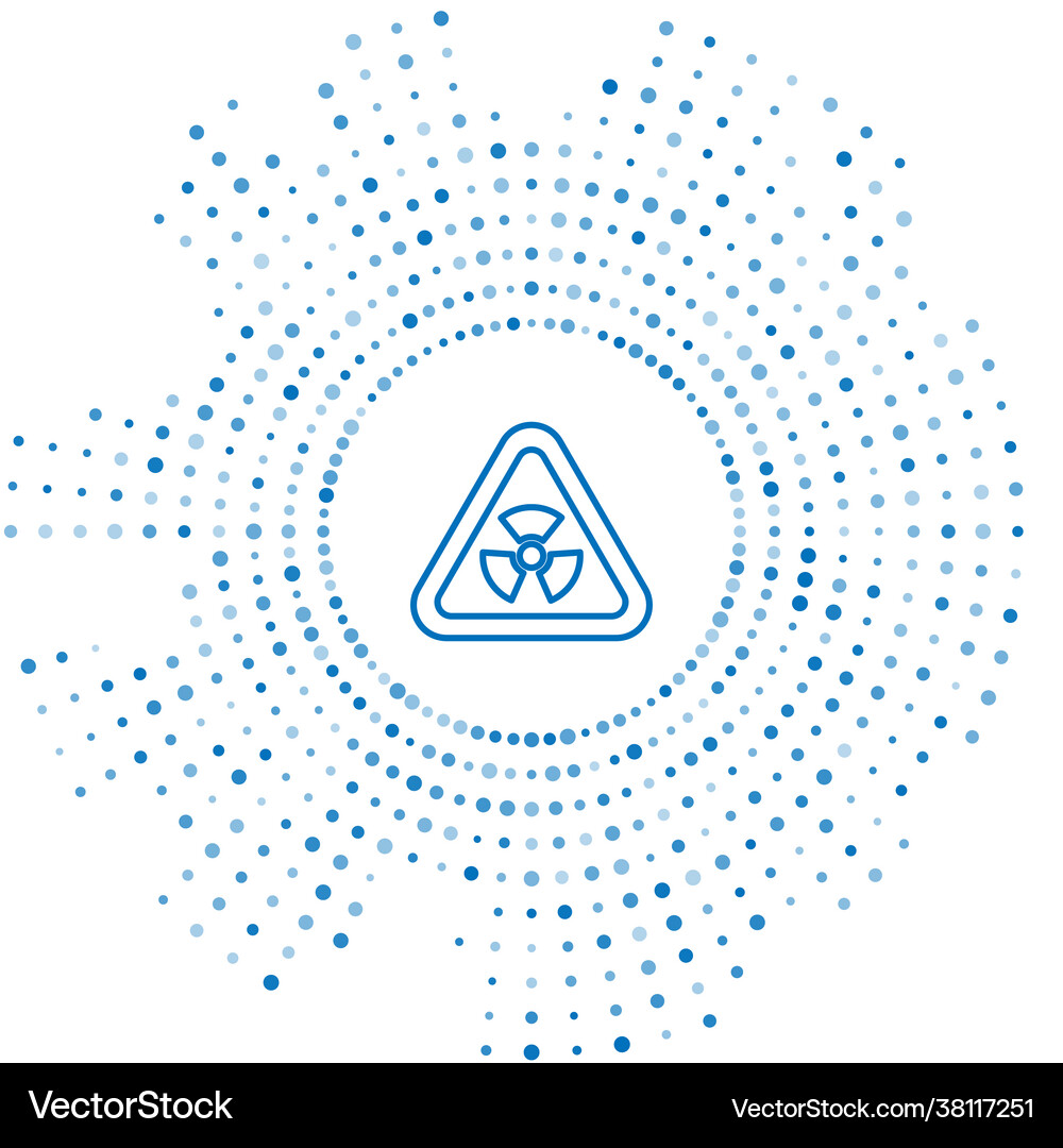 Blue line triangle sign with radiation symbol icon