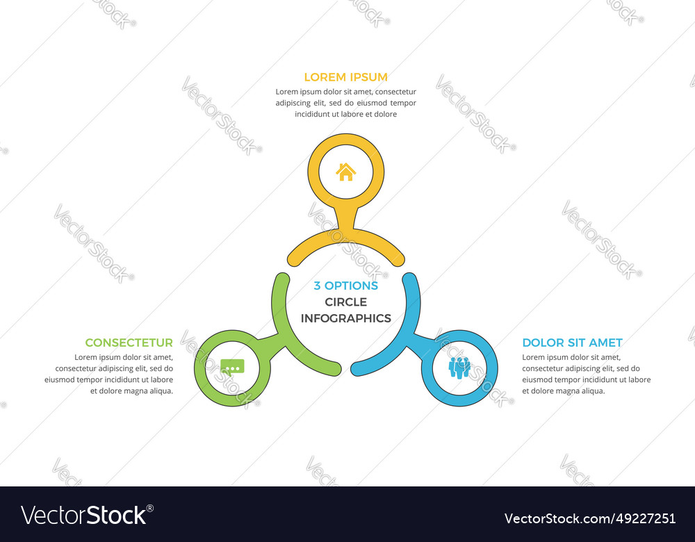 Circle diagram - three elements Royalty Free Vector Image