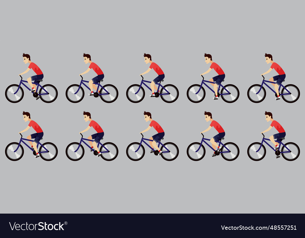 Cycling or riding animation icon set sprite sheet Vector Image