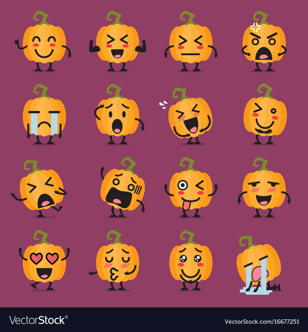 Halloween pumpkin emoji set Royalty Free Vector Image