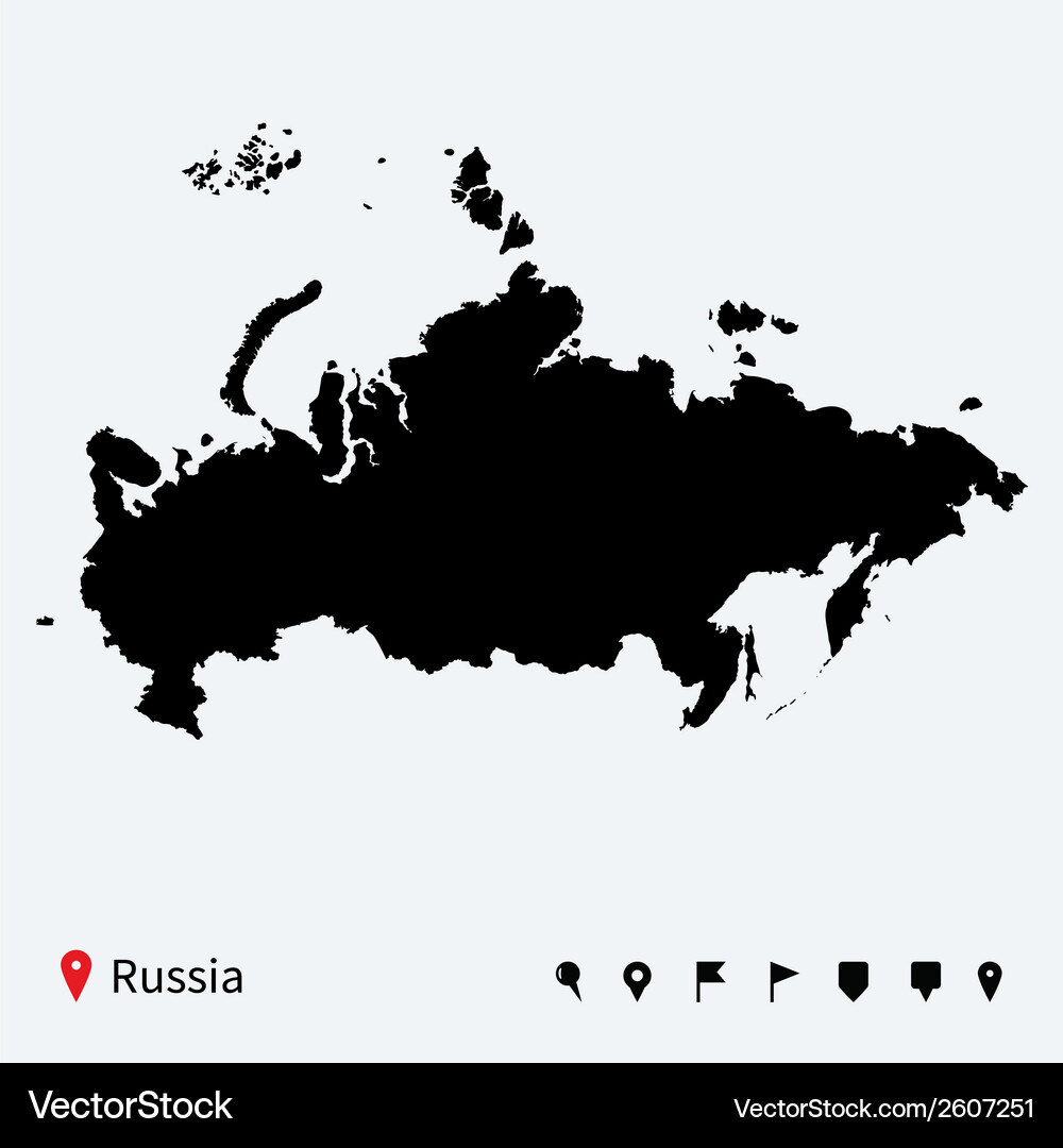 High detailed map russia with navigation pins Vector Image