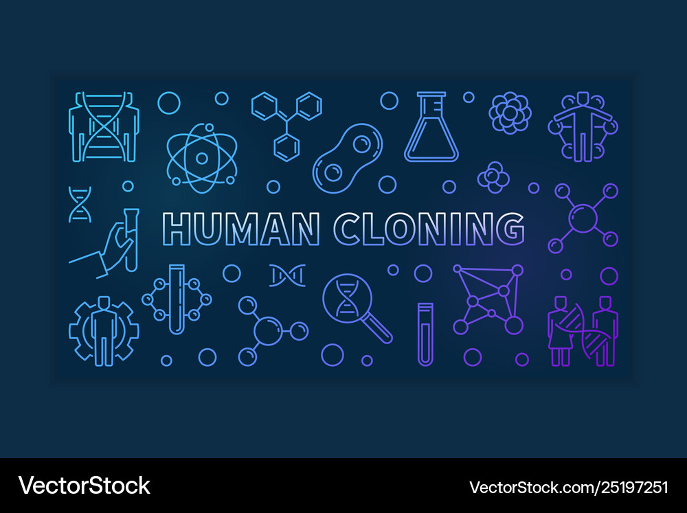 Human cloning colorful outline Royalty Free Vector Image