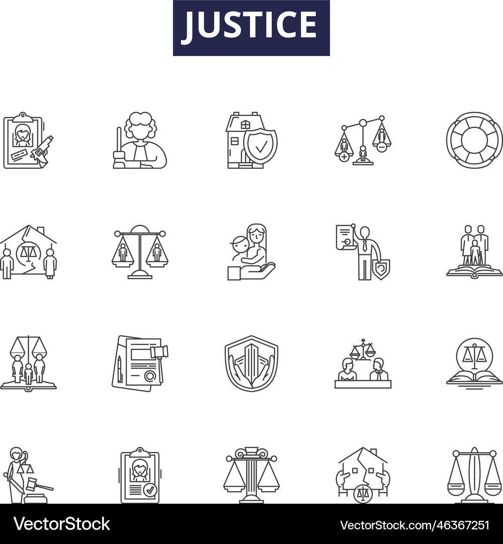 Justice line icons and signs equity Royalty Free Vector