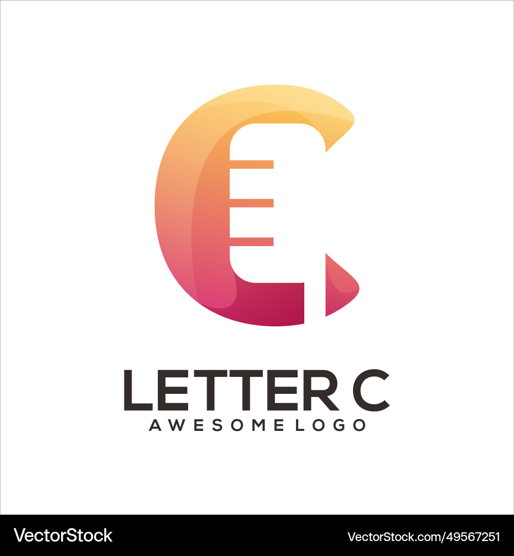 Letter c with mic colorful logo gradient abstract Vector Image