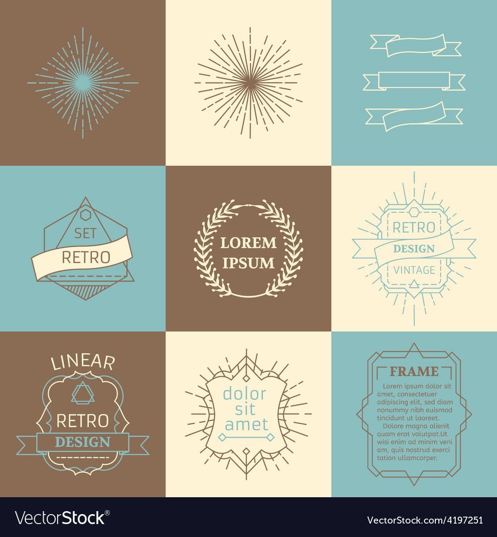 Set of outline design elements Royalty Free Vector Image