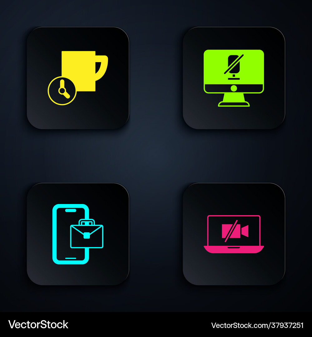 Set video camera off on laptop time management Vector Image