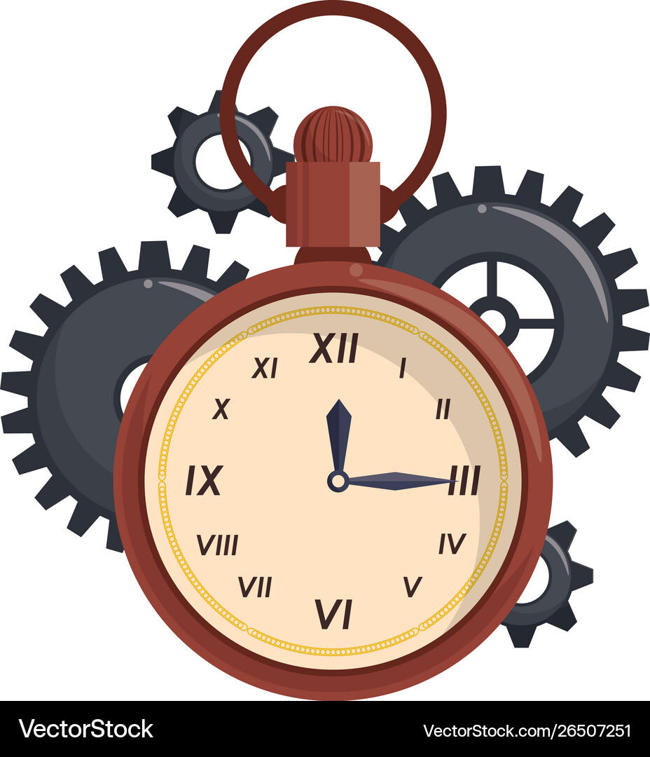 Time clock watch alarm cartoon Royalty Free Vector Image