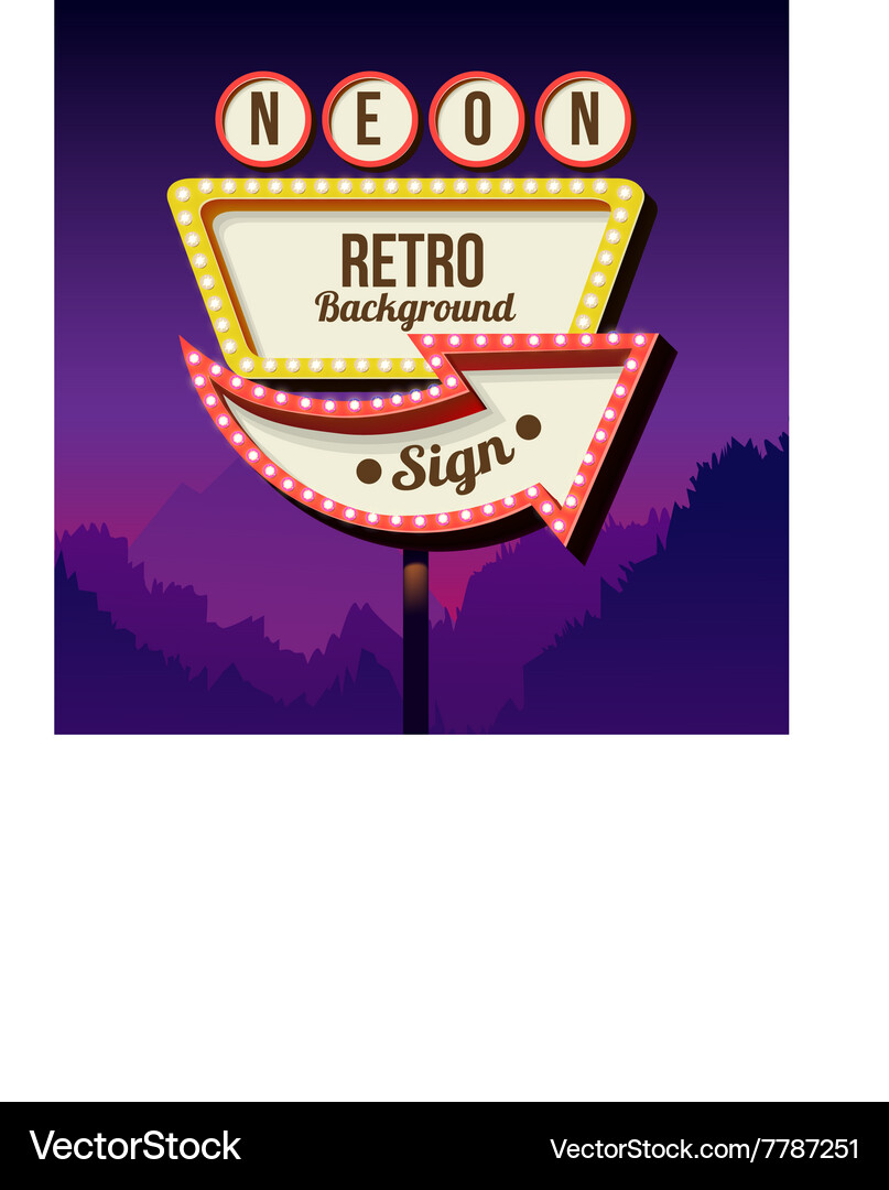 Vintage advertising road billboard with lights Vector Image