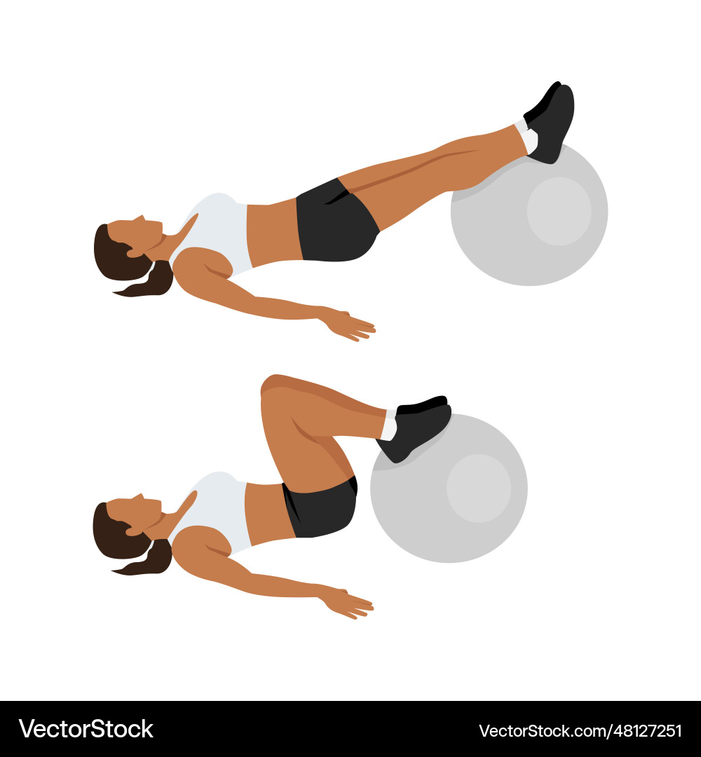 Woman doing stability or swiss ball hamstring leg Vector Image