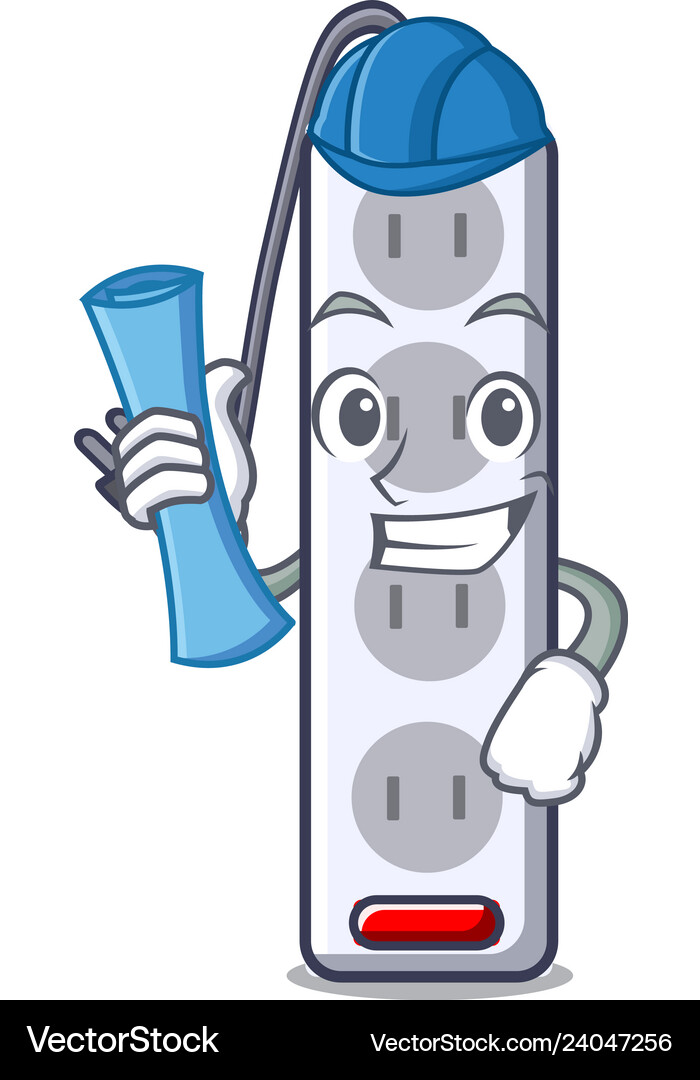Architect power strip attaches cartoon table Vector Image