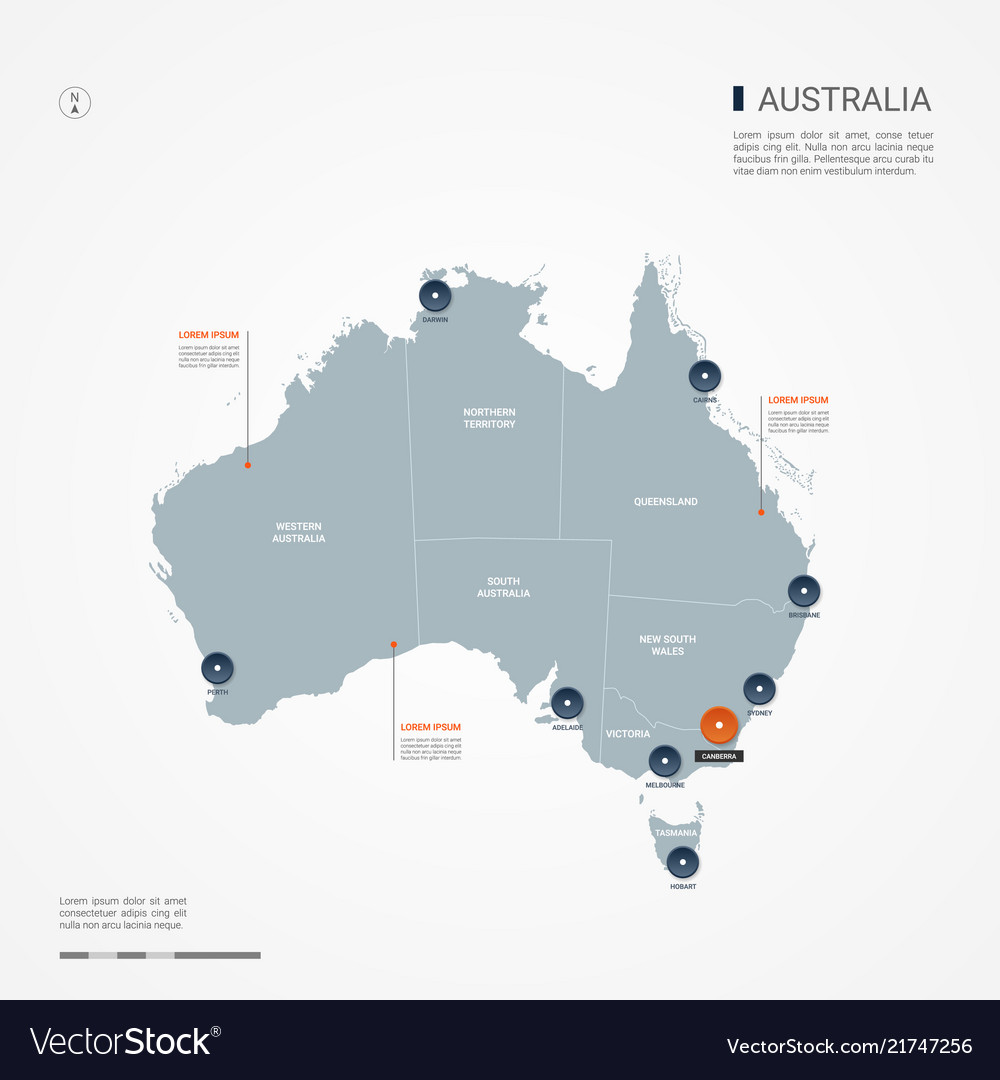 Australia infographic map Royalty Free Vector Image