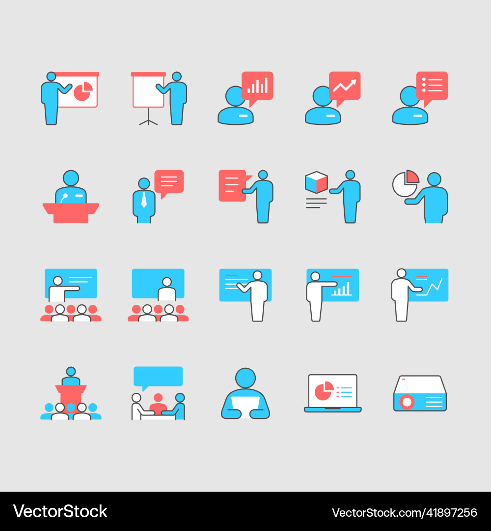Business presentation simple color icons editable Vector Image