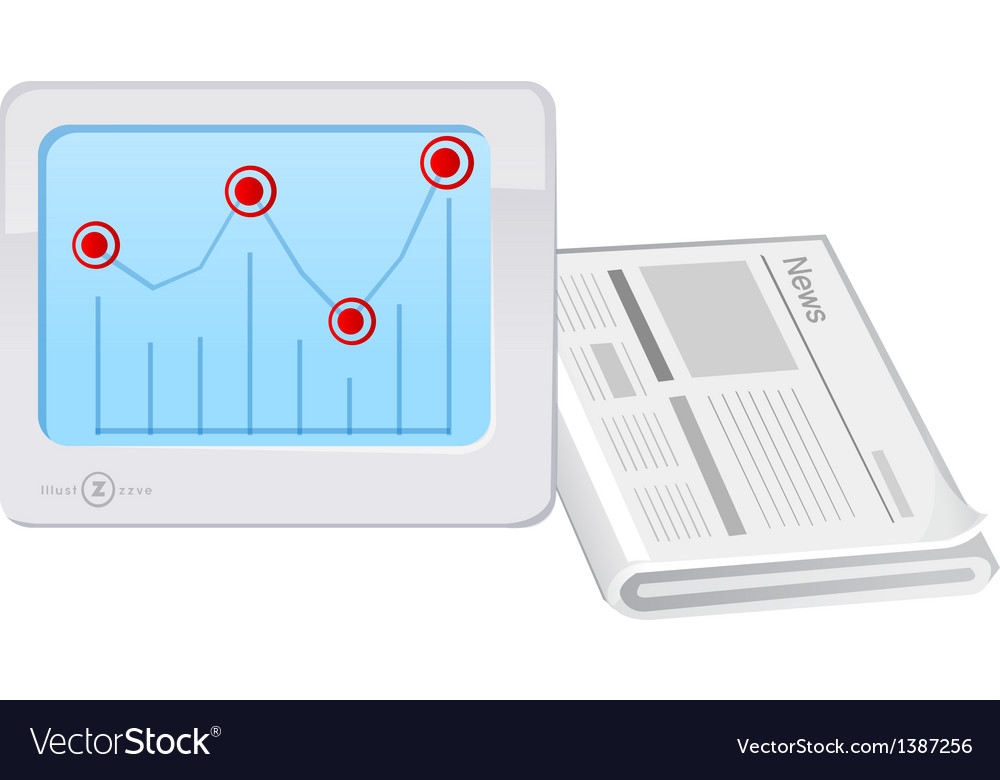Computer and newspaper Royalty Free Vector Image