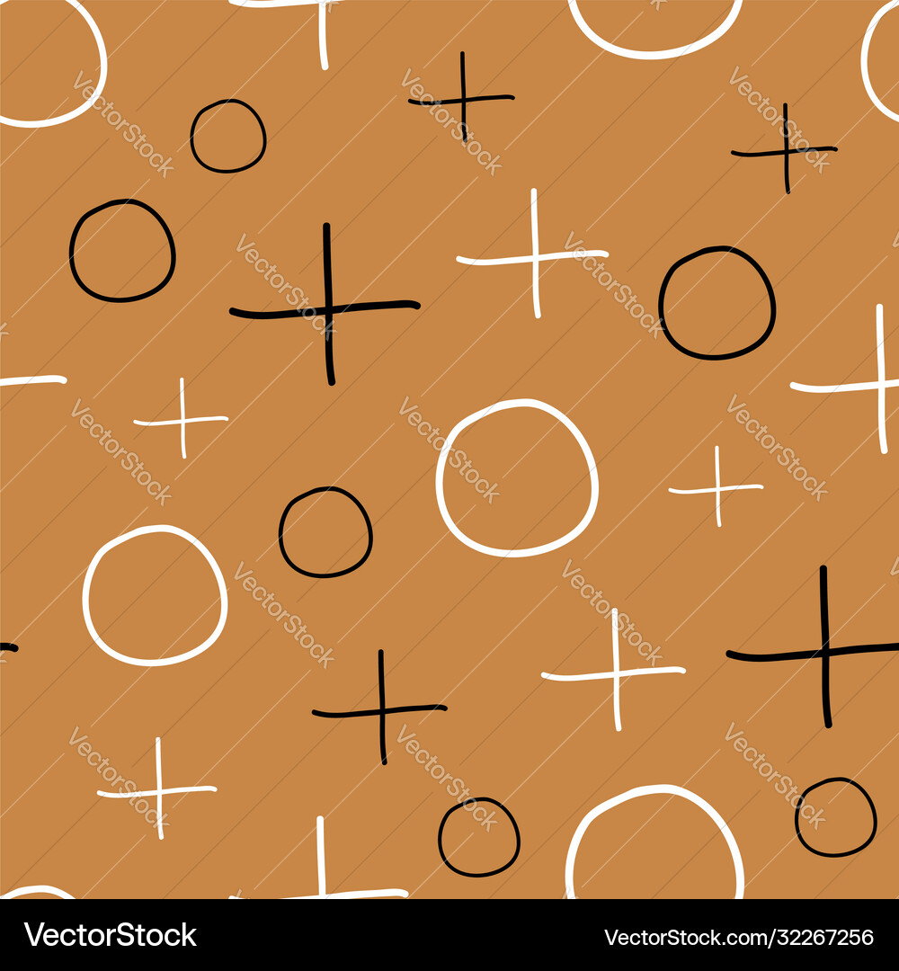 Criss cross white and black plus and zero on brown