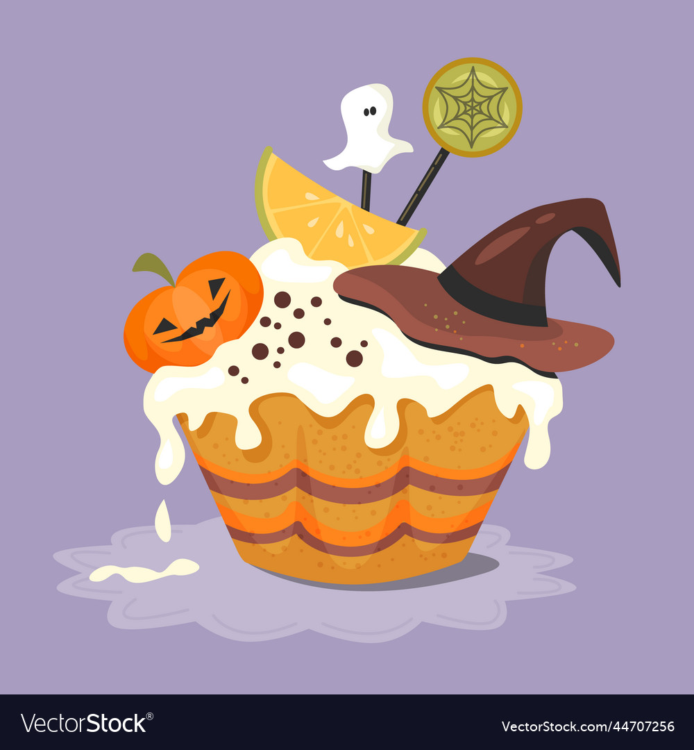 Cupcake decorated with halloween elements Vector Image
