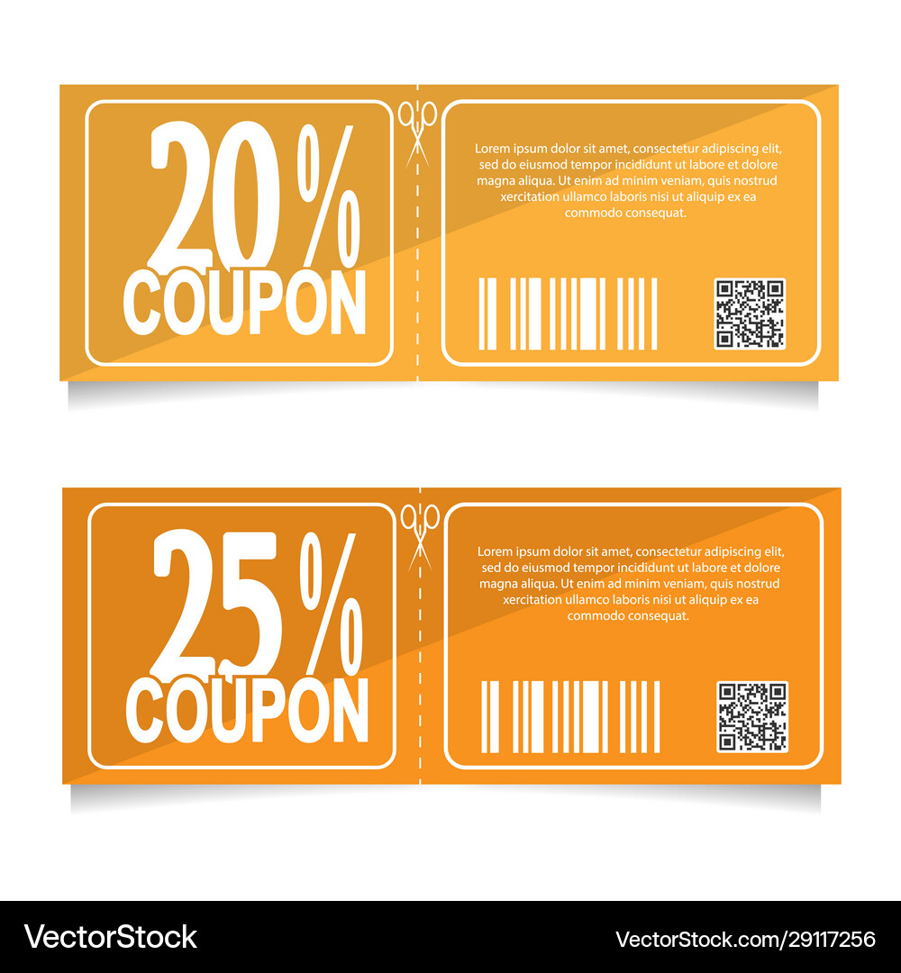 Design a coupon for a discount 20 and 25 Vector Image