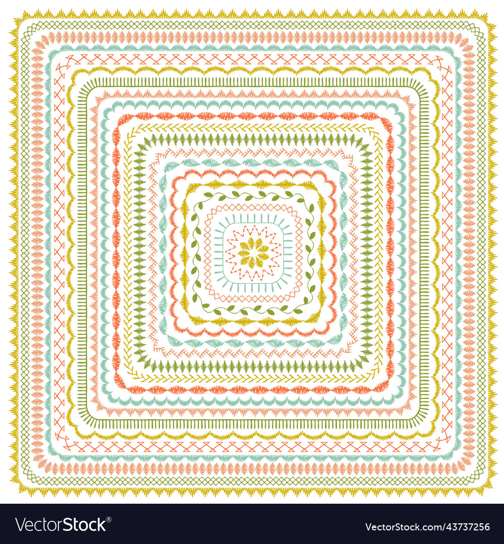 Embroidery stitch concentric squares pattern Vector Image