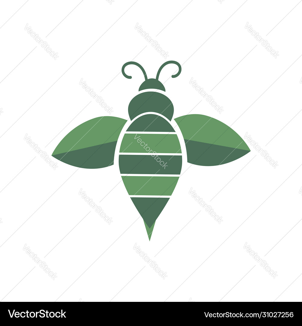Green bee agricultural logo and icon Royalty Free Vector