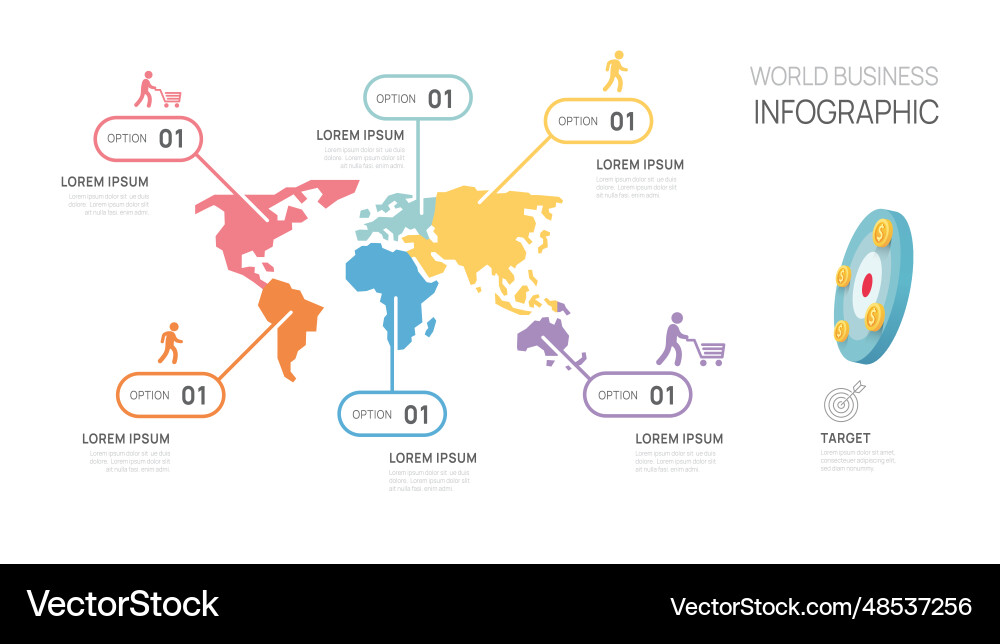 Infographic world map business diagram template Vector Image