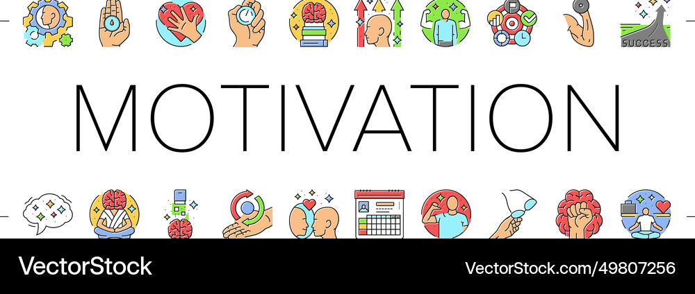 Motivation human success icons set Royalty Free Vector Image