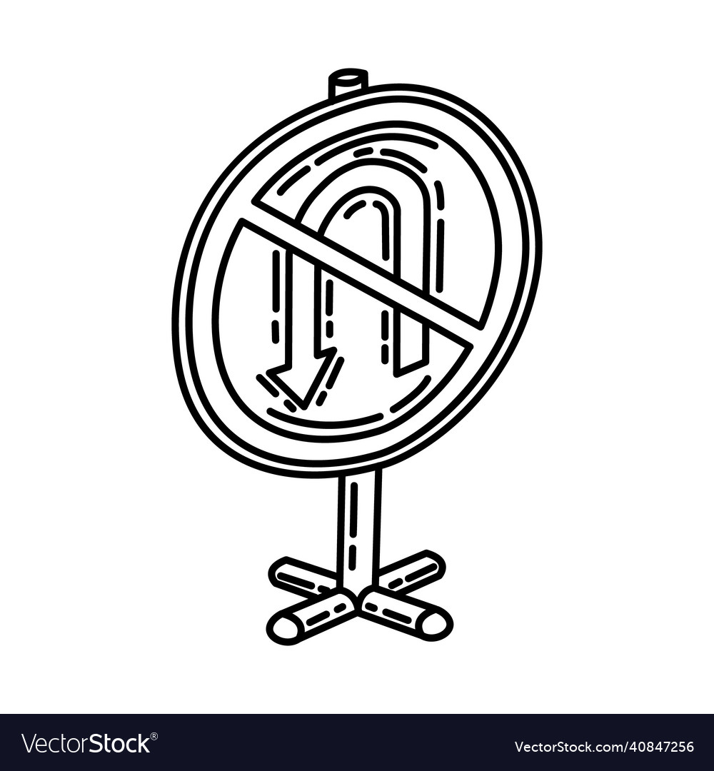 No u-turn icon doodle hand drawn or outline icon Vector Image