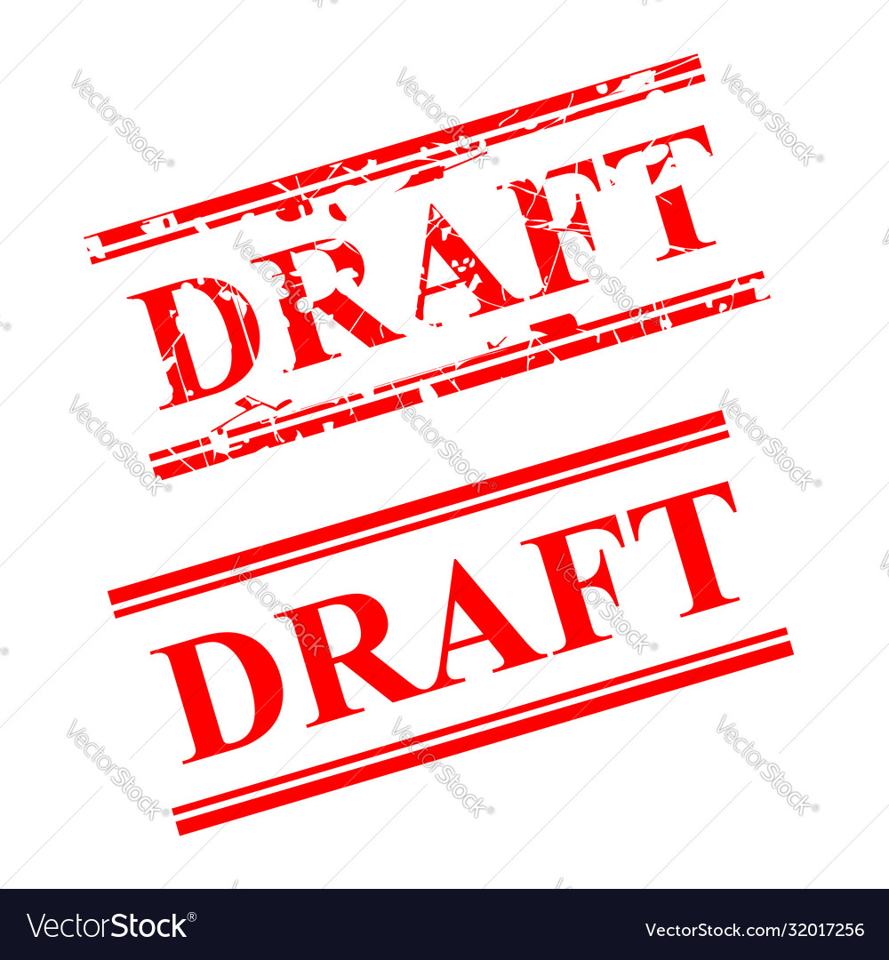 Simple draft red scratch rubber stamp isolated Vector Image