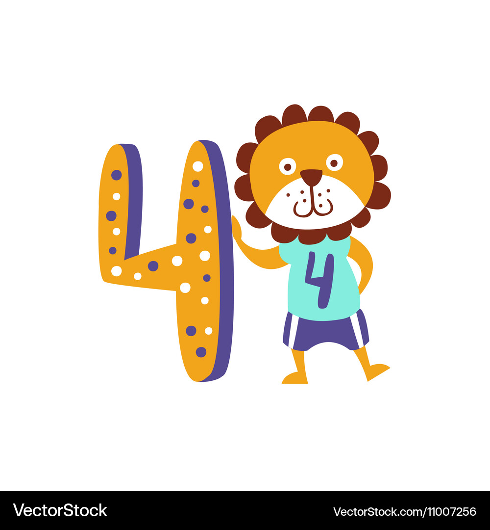 Standing next to number four stylized funky animal