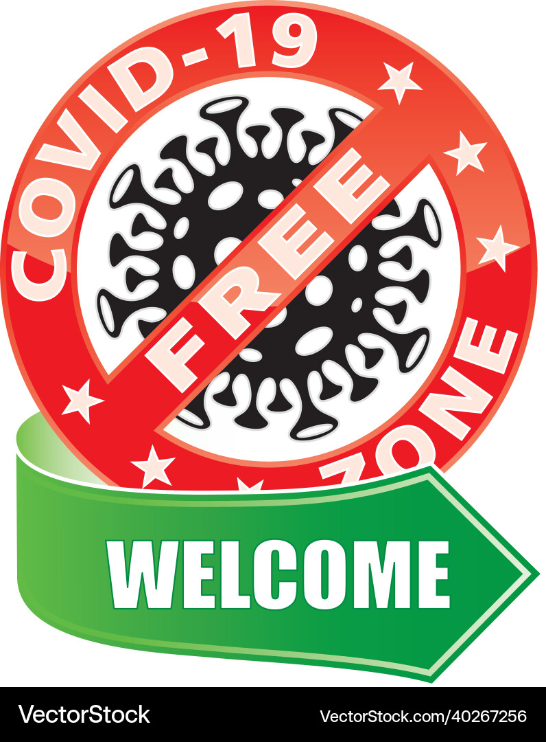 Sticker for covid-19 free zone Royalty Free Vector Image