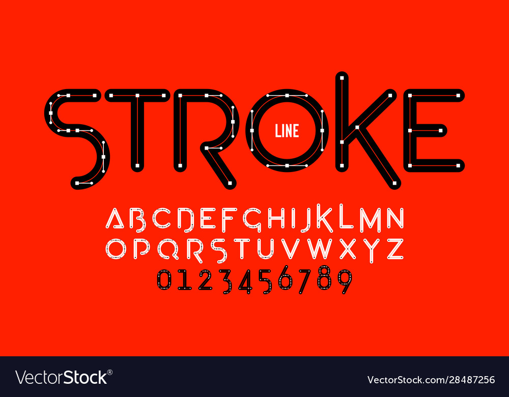 Stroke line font design bezier curves style Vector Image Stroke line font design bezier curves style Vector Image