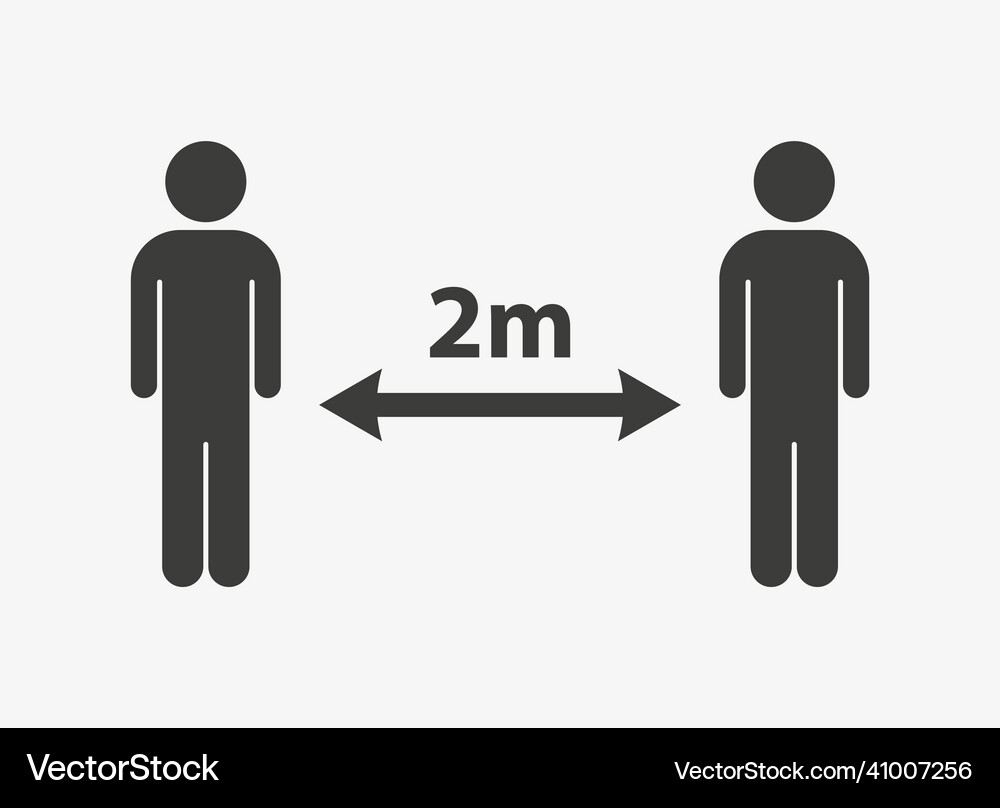 Two meters distance between people sign Royalty Free Vector