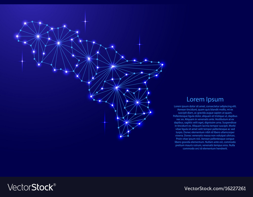 Abkhazia map of polygonal mosaic lines network Vector Image