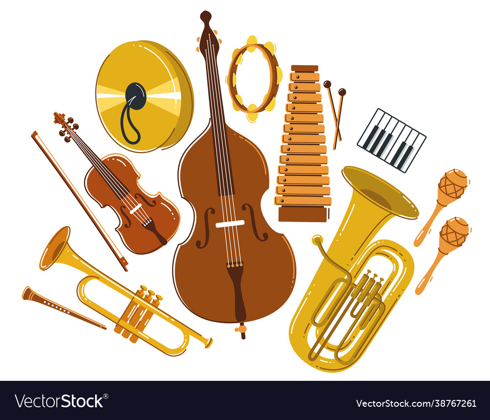 Classical music instruments composition flat Vector Image