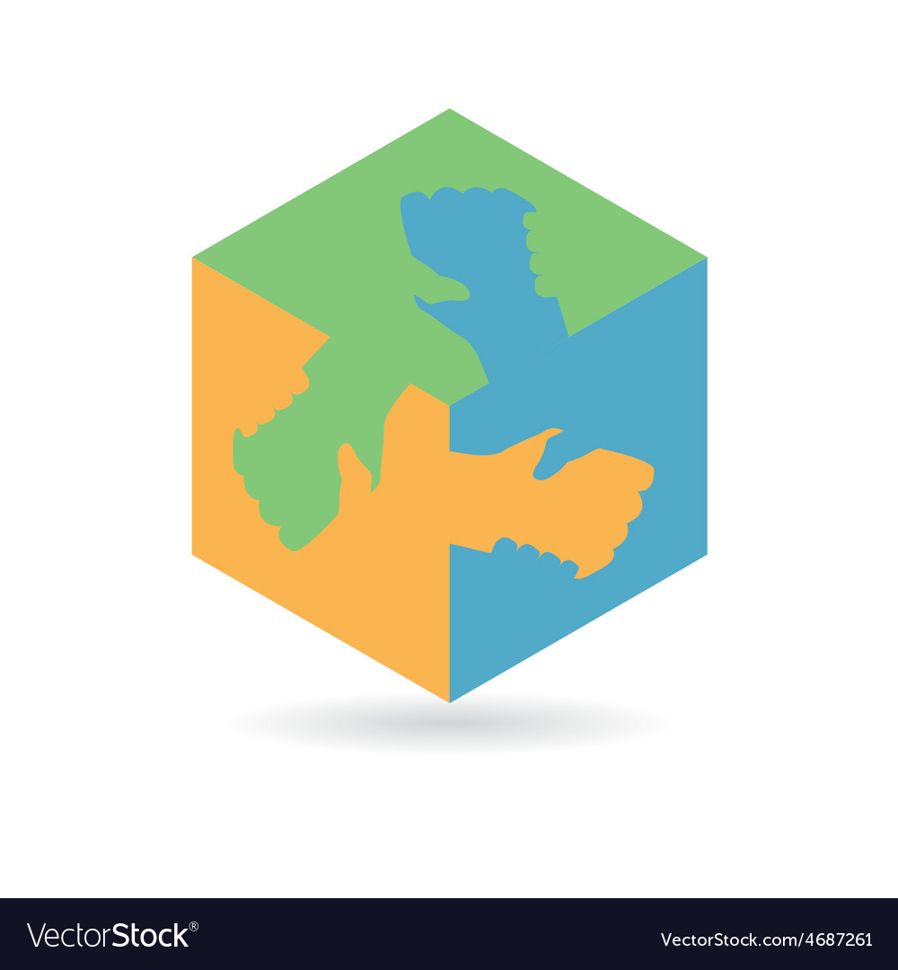 Cube hand Royalty Free Vector Image - VectorStock