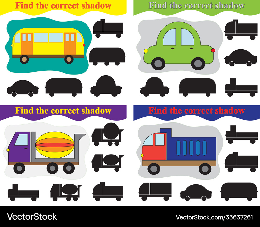 Find shadow different transport set Royalty Free Vector