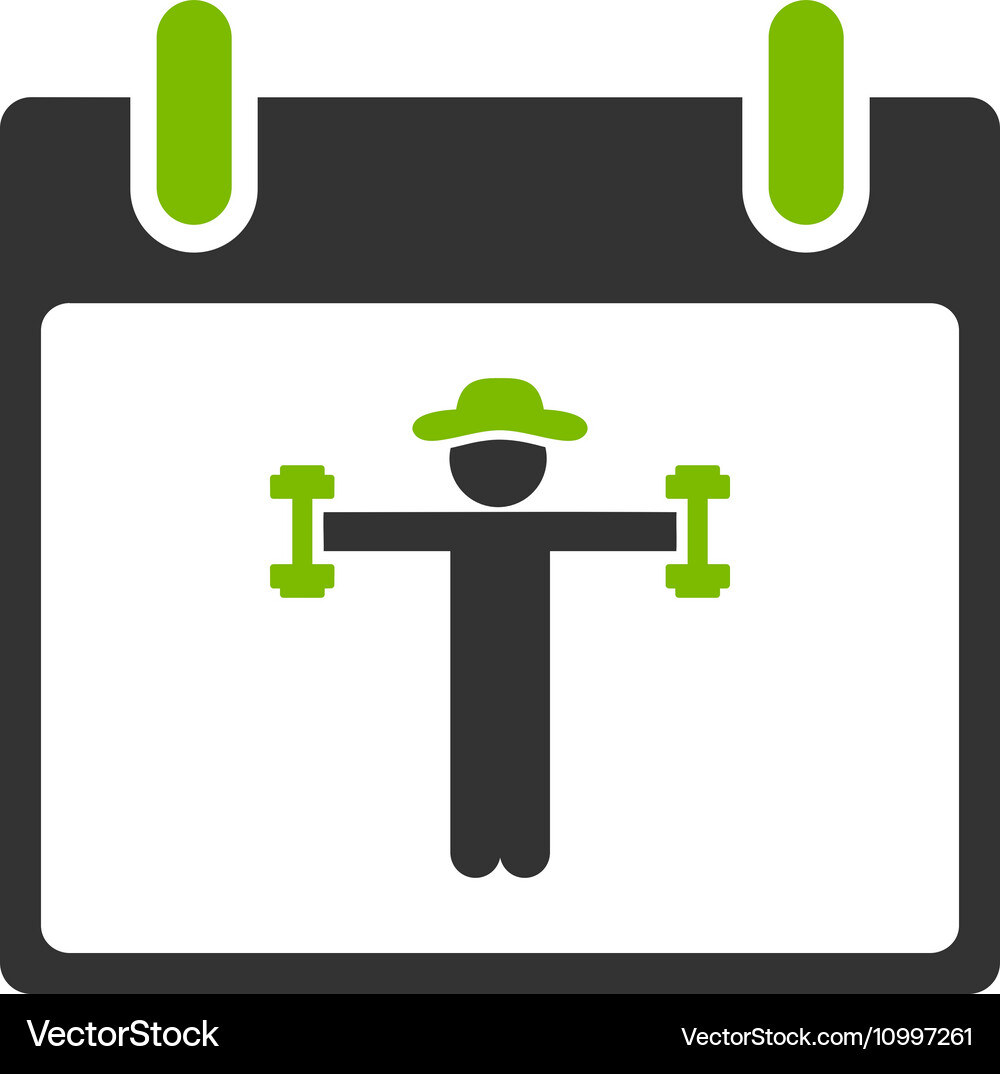 Fitness calendar day flat icon Royalty Free Vector Image
