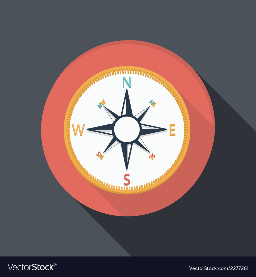 Flat icon with a shadow compass Royalty Free Vector Image