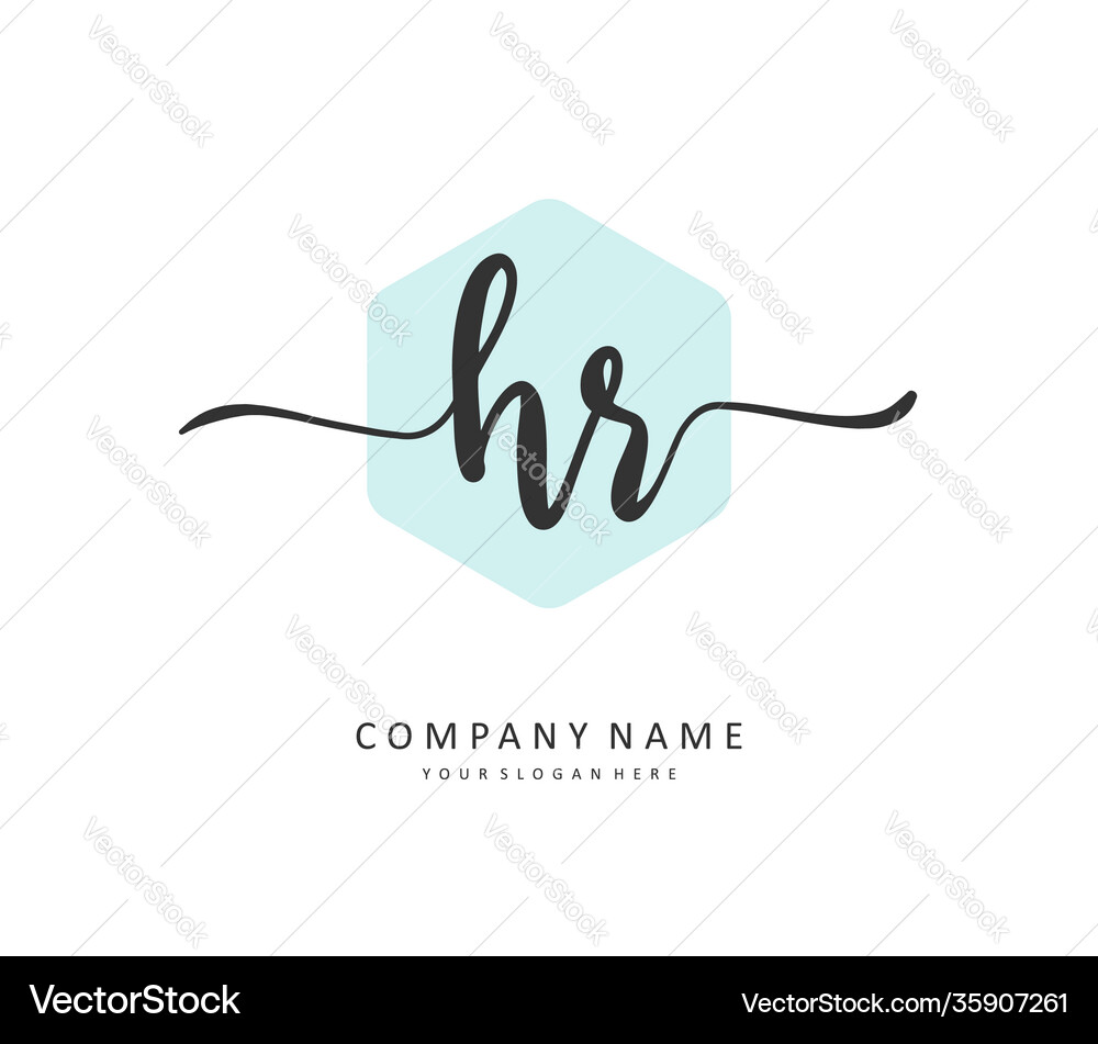 Hr initial letter handwriting and signature logo Vector Image