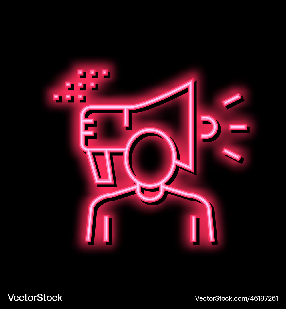Human Loudspeaker Neon Glow Icon Royalty Free Vector Image