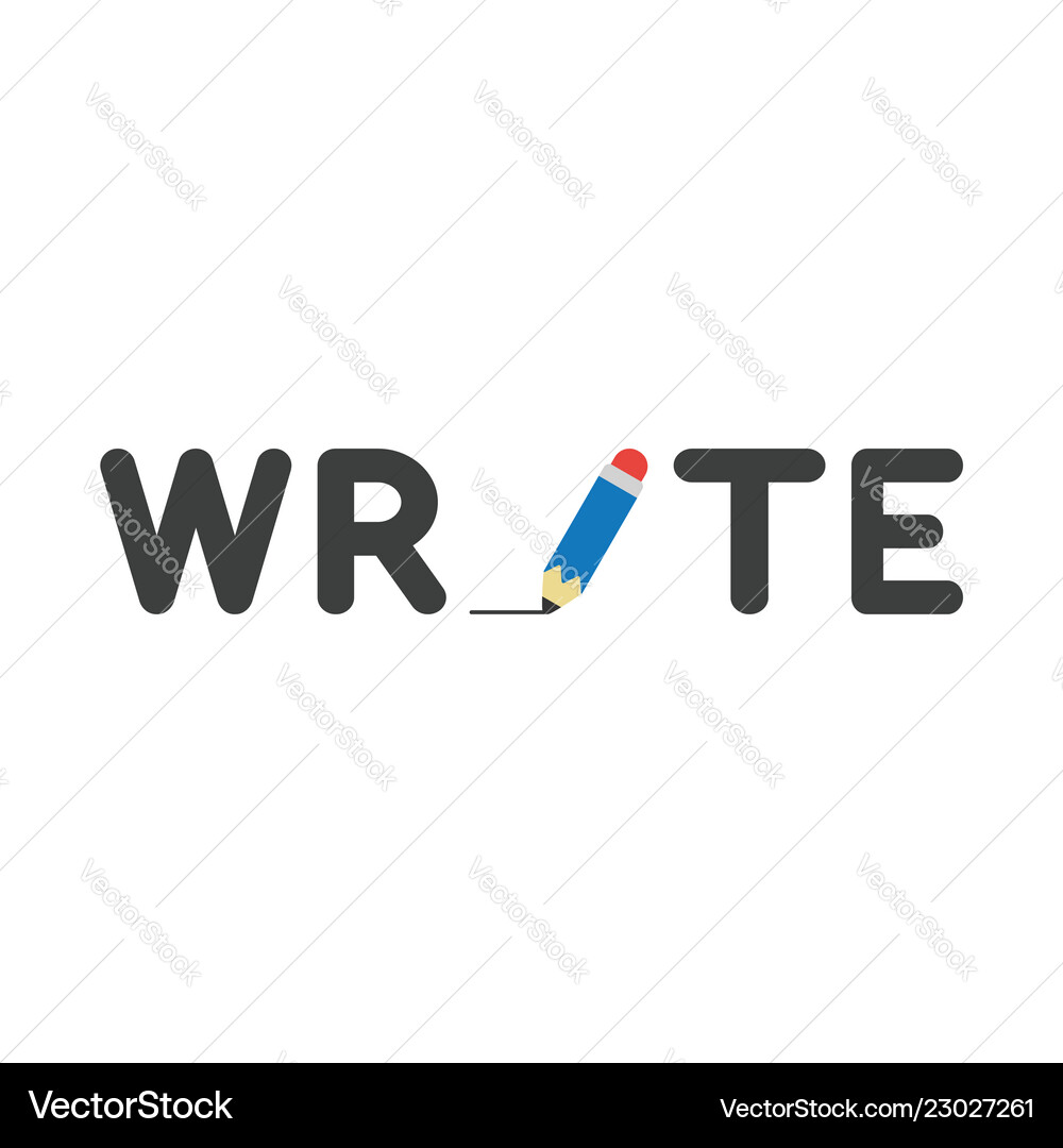 Icon concept of write word with pencil Royalty Free Vector