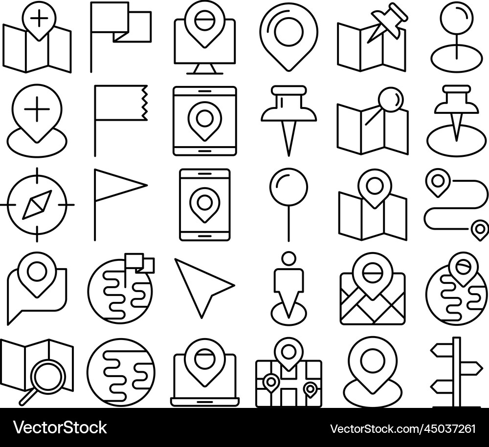 Icons set of location Royalty Free Vector Image
