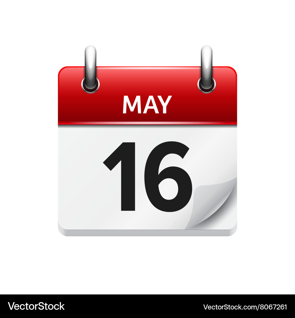 May 16 flat daily calendar icon Date and Vector Image