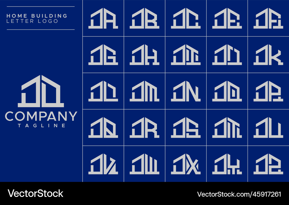 Minimalist home letter dd d logo design template Vector Image