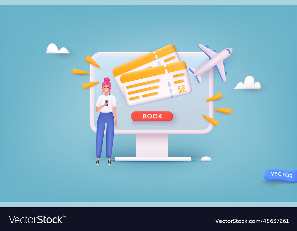 Online booking ticket tourism and travel planning Vector Image
