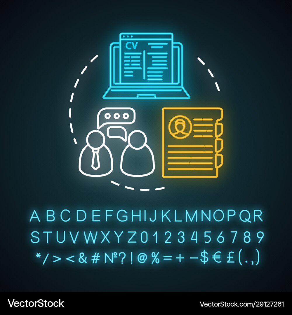 Pre-employment interview neon light concept icon Vector Image