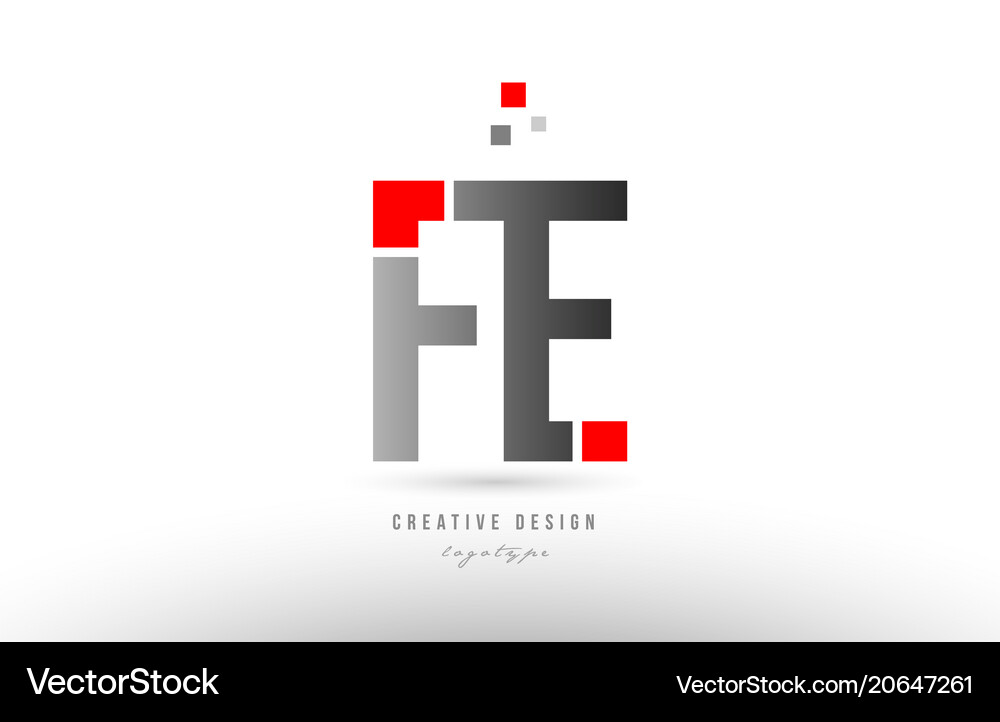 Red grey alphabet letter fe f e logo combination Vector Image