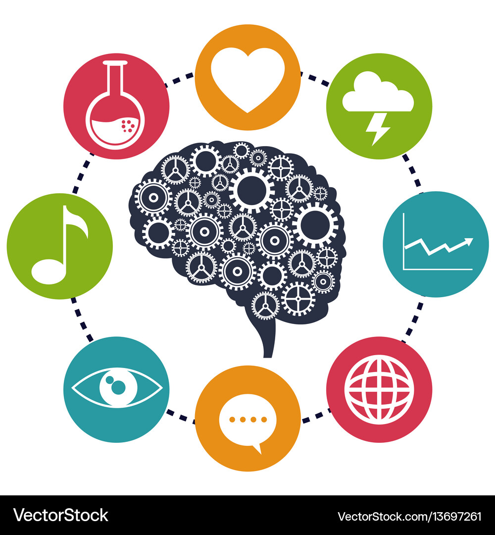 Social Media Analytics Brain Royalty Free Vector Image