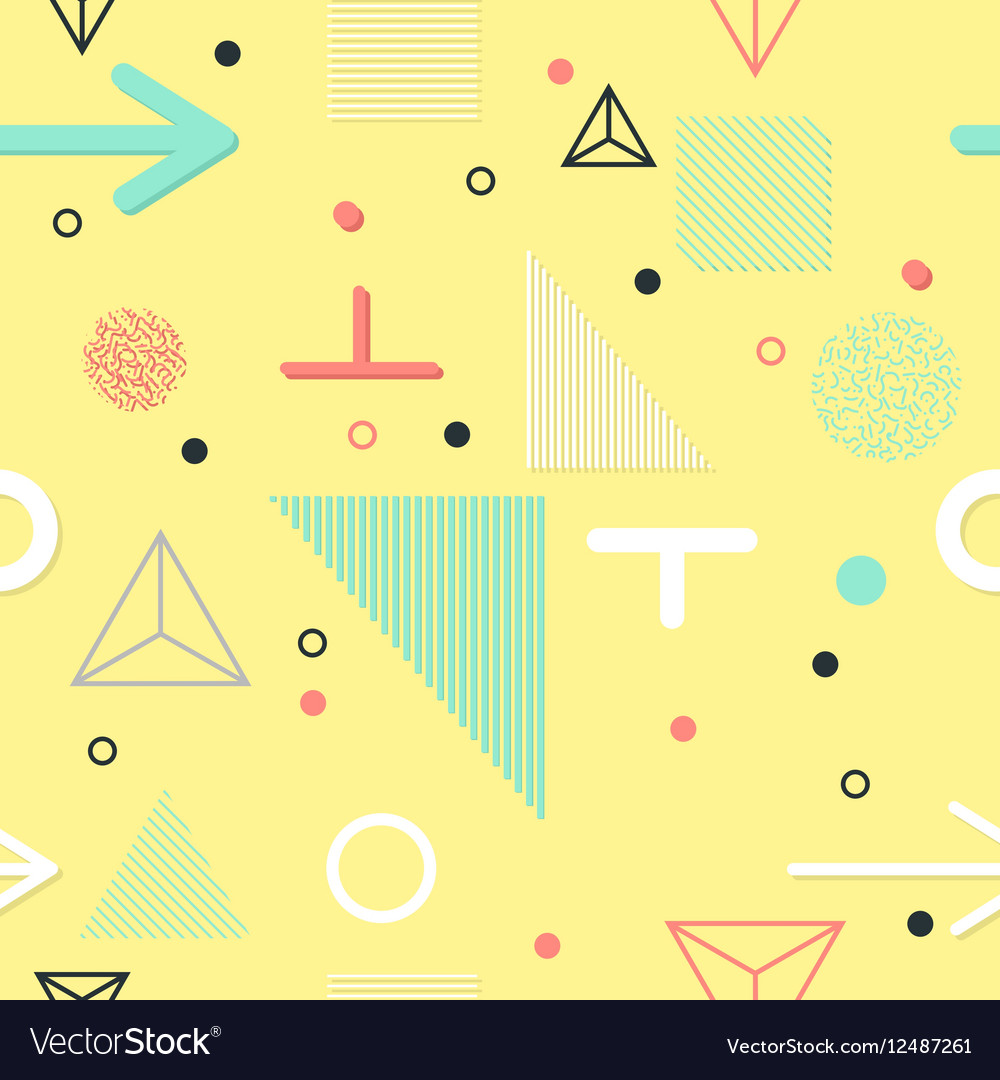 Trendy geometric elements memphis cards seamless Vector Image