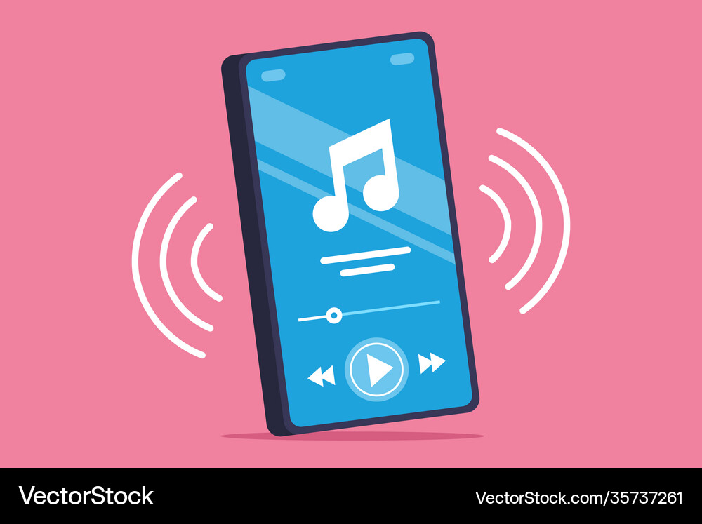 Turn on music loudly mobile phone Royalty Free Vector Image