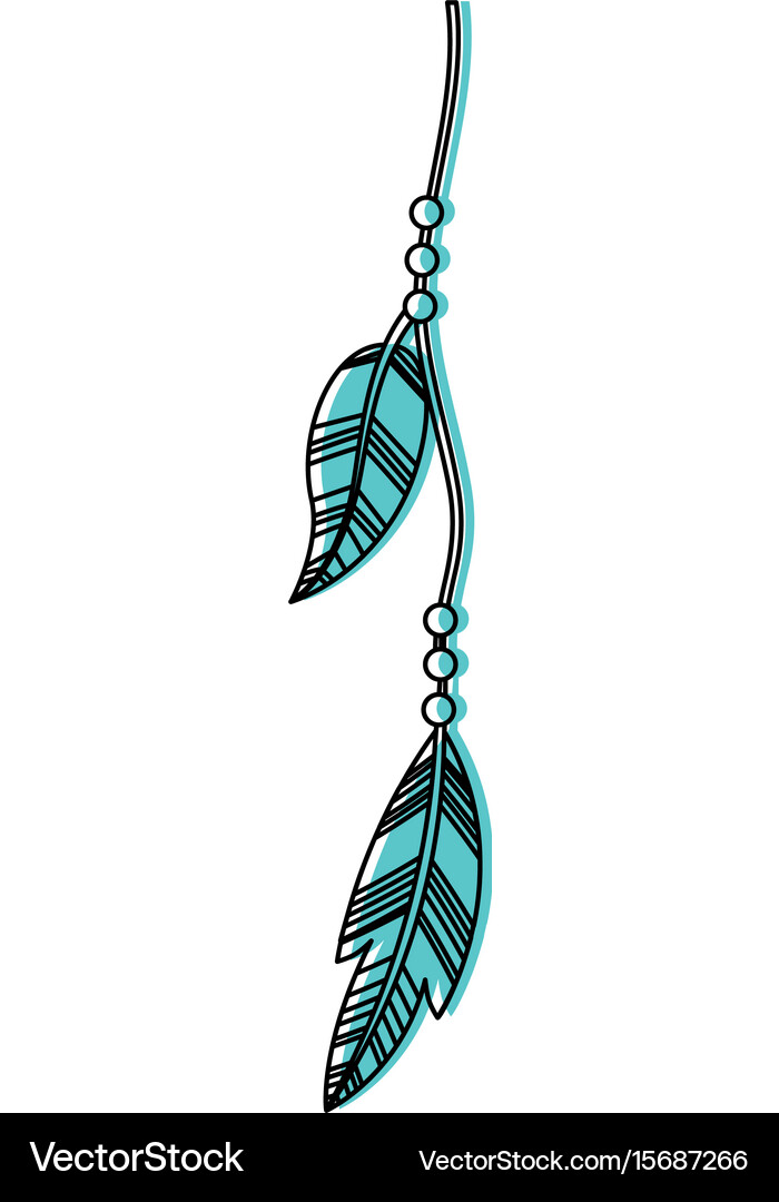 Boho style decorative feather Royalty Free Vector Image