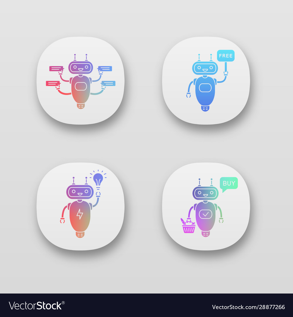 Chatbots app icons set Royalty Free Vector Image Chatbots app icons set Royalty Free Vector Image